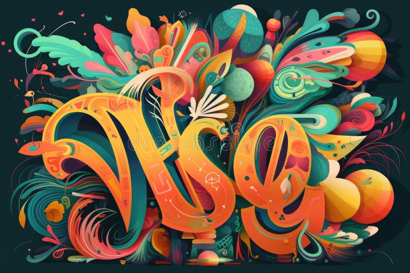 Psychedelic Typography and Lettering Design with Bold Colors and ...