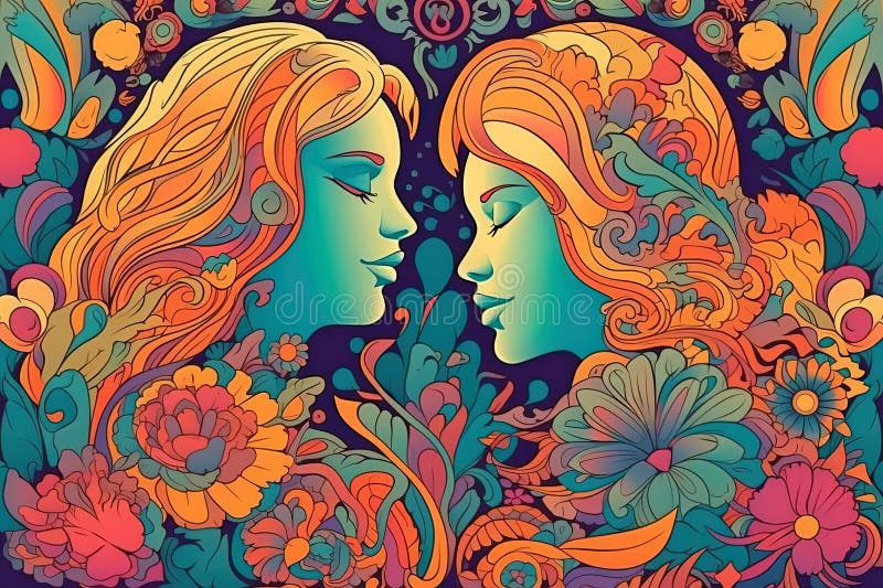 Psychedelic Vector Illustration. Concept Summer of Love 1969 Stock ...