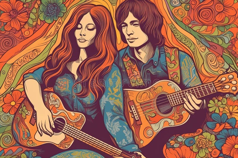 Psychedelic Vector Illustration. Concept Summer of Love 1969 Stock ...