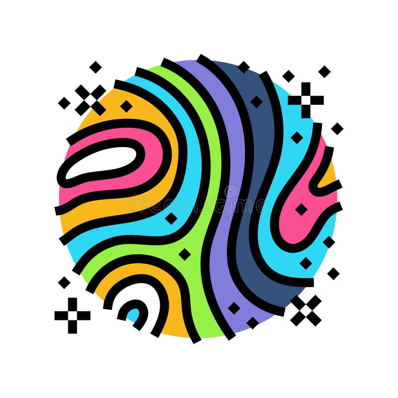 Psychedelic Visuals Rave Retro Color Icon Vector Illustration Stock ...