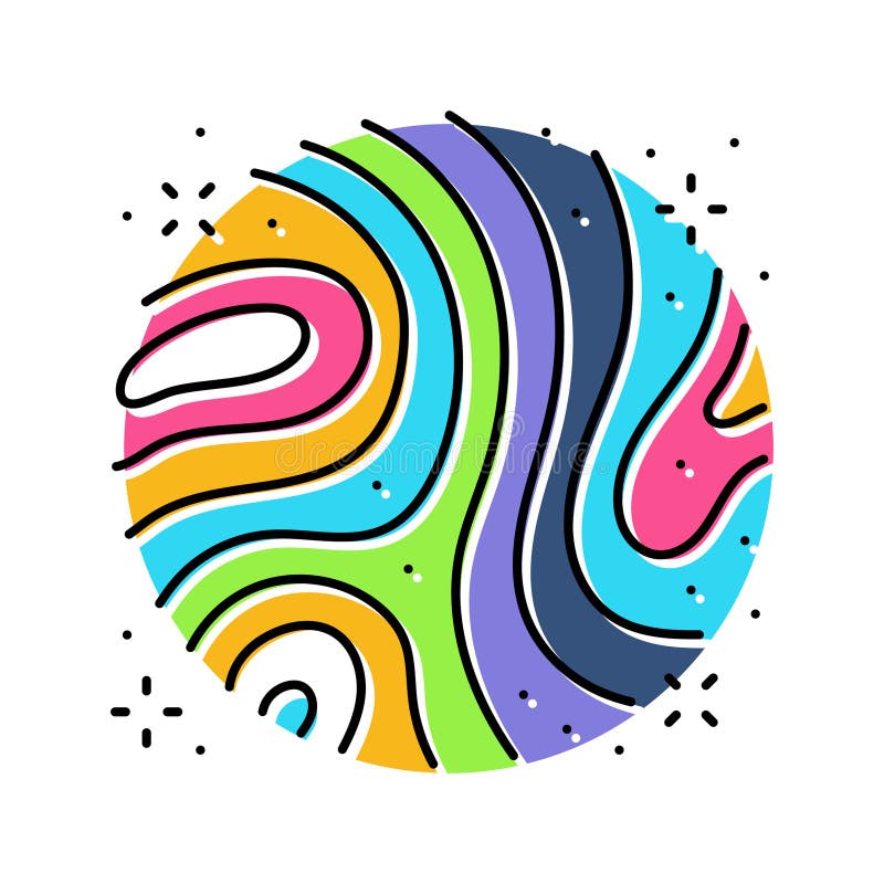 Psychedelic Visuals Rave Retro Color Icon Vector Illustration Stock ...