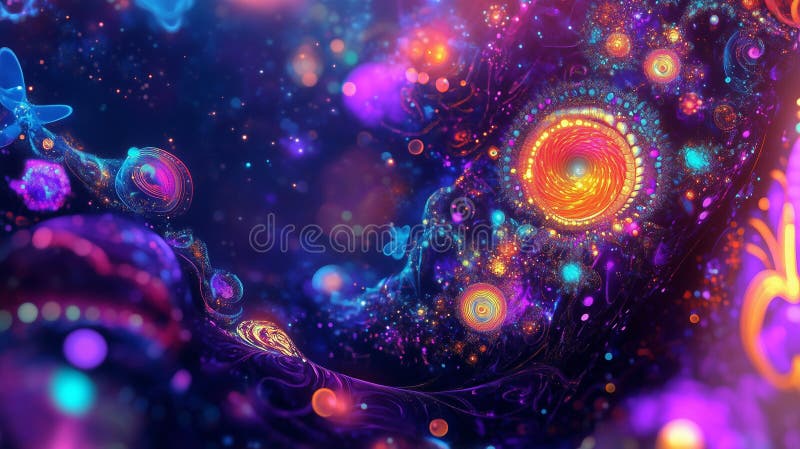 Psychedelic Wallpaper. Abstract Neon Dream with a Neon Light Stock ...