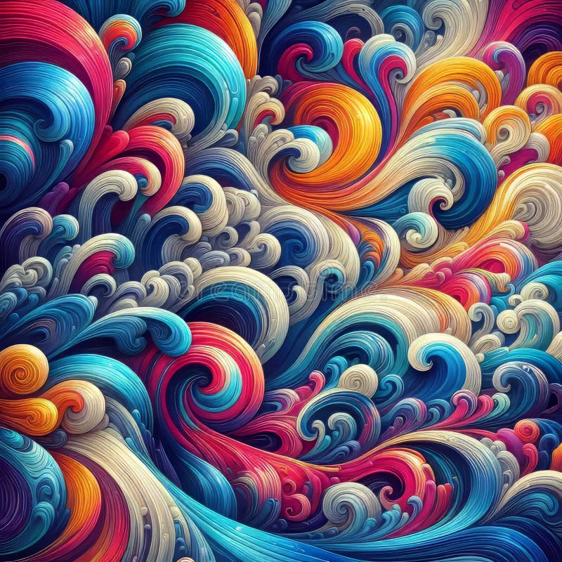 Psychedelic Water Wave Pattern in Bold and Eye Catching Color Stock ...