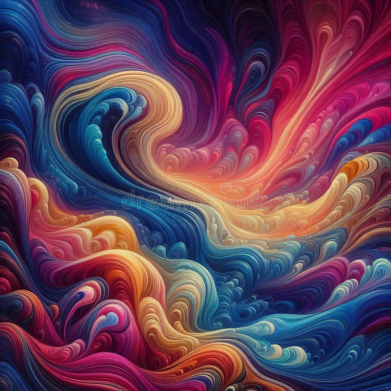Psychedelic Water Wave Pattern in Vibrant and Bold Colors, Pho Stock ...
