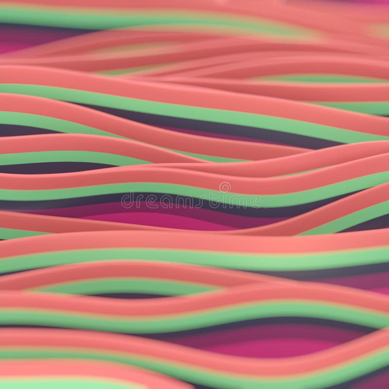 Psychedelic Wave Background, Horizontal Waves with Trendy Gradient. 3d ...