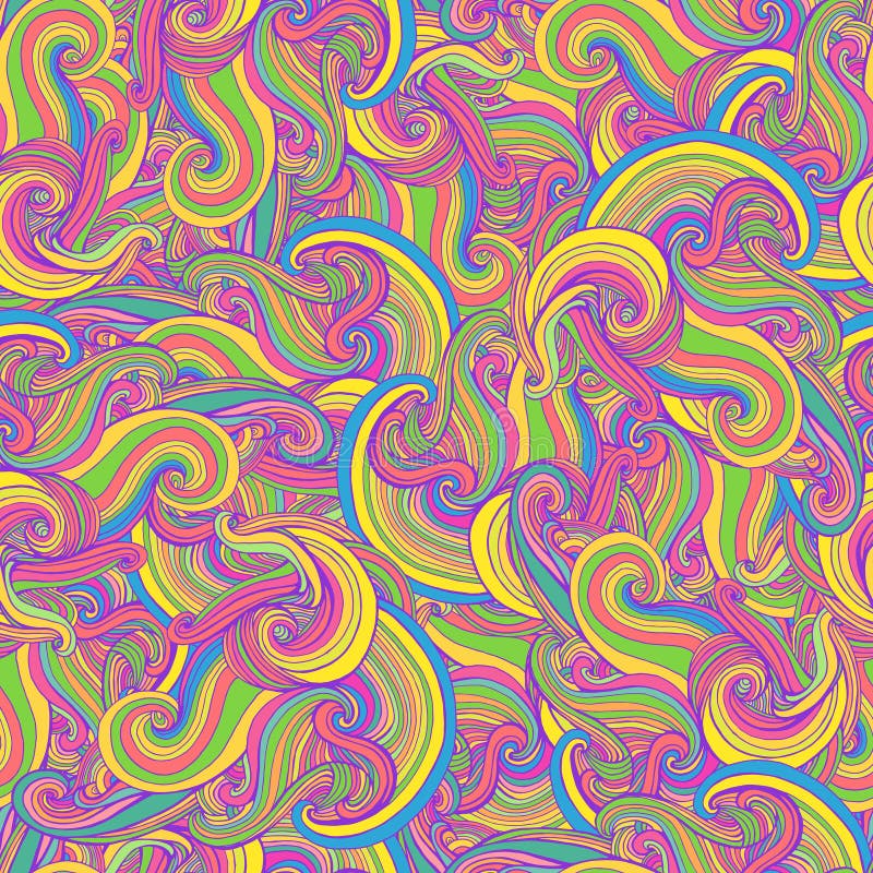 Psychedelic Waves Neon Colorful Abstract Seamless Pattern. Stock Vector ...