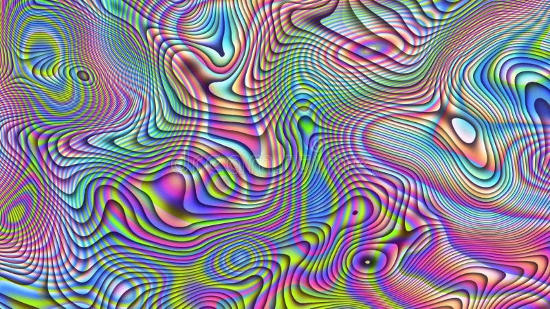 Psychedelic Wavy Animated Abstract Curved Shapes. Looping Footage Stock ...