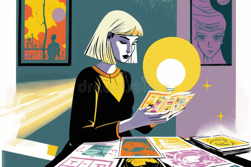A Psychic Using a Magic Ball and Tarot, Created with Generative AI ...