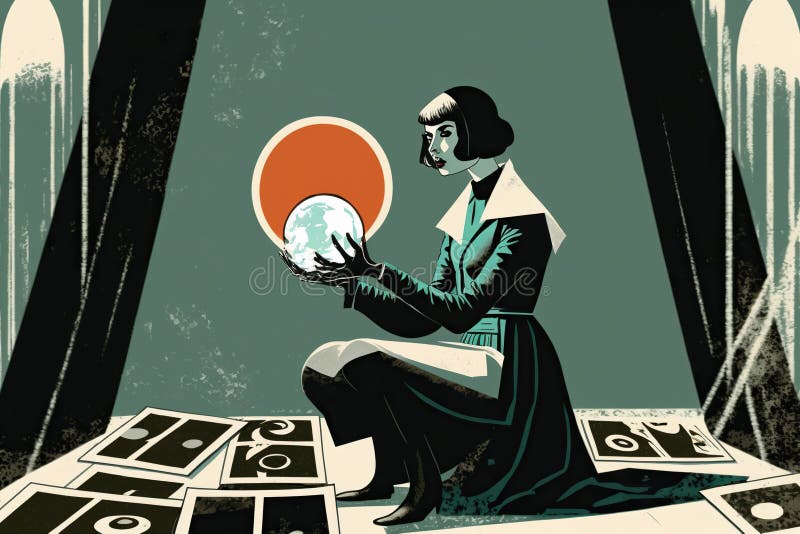 A Psychic Using a Magic Ball and Tarot, Created with Generative AI ...
