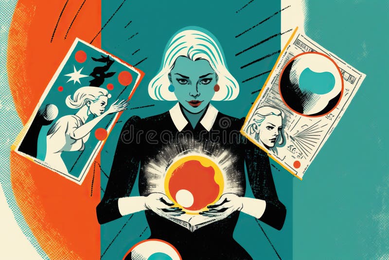 A Psychic Using a Magic Ball and Tarot, Created with Generative AI ...