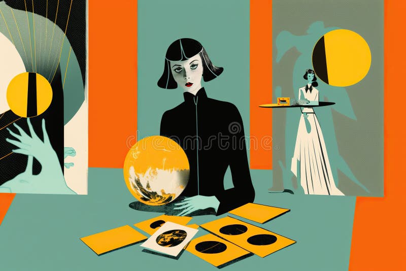 A Psychic Using a Magic Ball and Tarot, Created with Generative AI ...