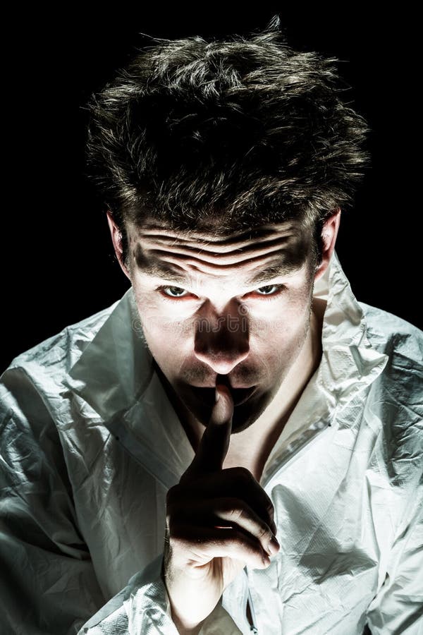 Psycho Man Asking for Silence Stock Image - Image of mental, male: 51652575