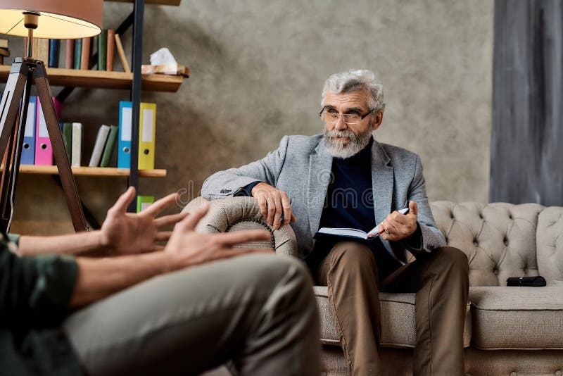 Psychoanalyst Taking Notes during Appointment with Man Stock Image ...