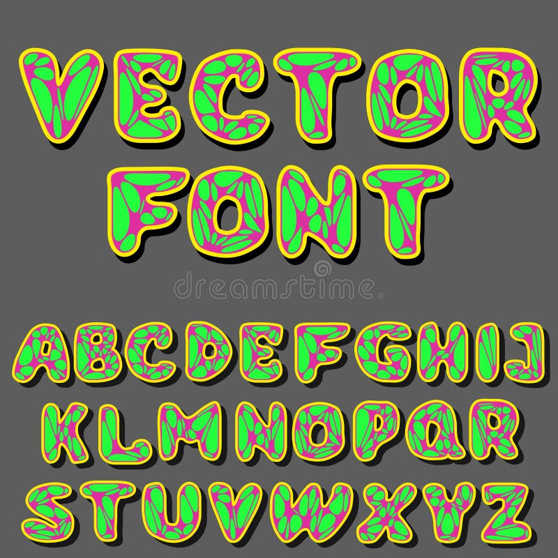 Psychodelic alphabet stock vector. Illustration of alphabet - 61754986