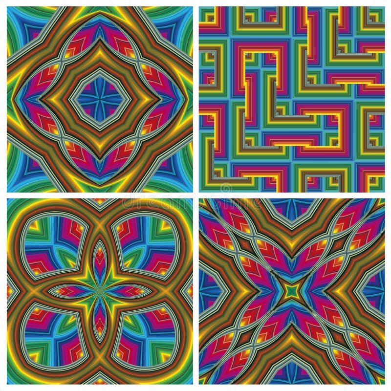 Psychodelic Pattern Set stock vector. Illustration of illusion - 35597866