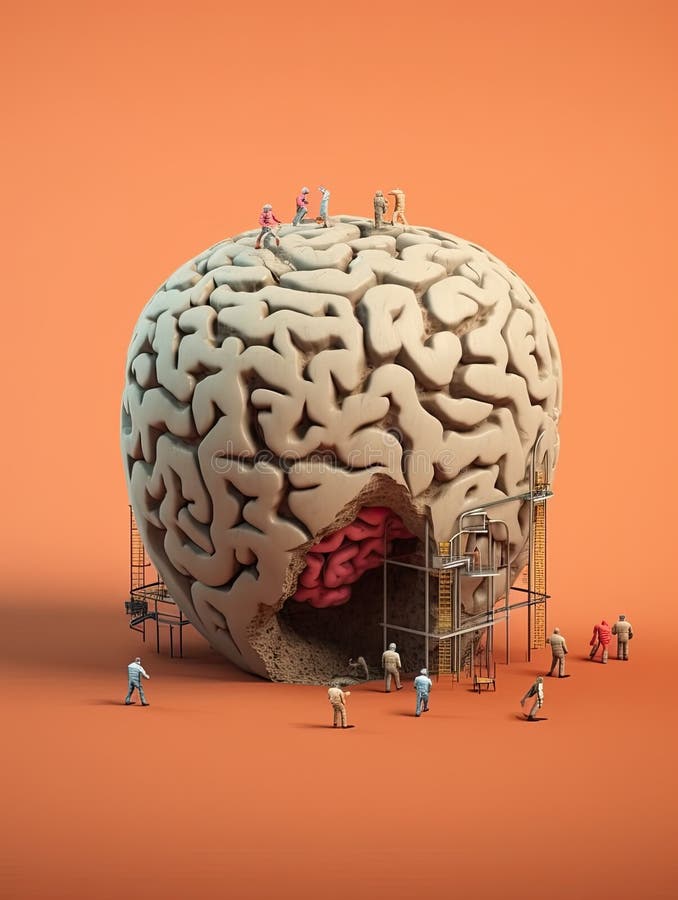 Psychological Concept of Humans Working on a Brain. Stock Illustration ...