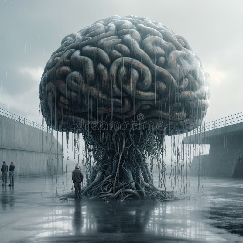 Psychological Concept of Humans Working on a Brain. Stock Illustration ...