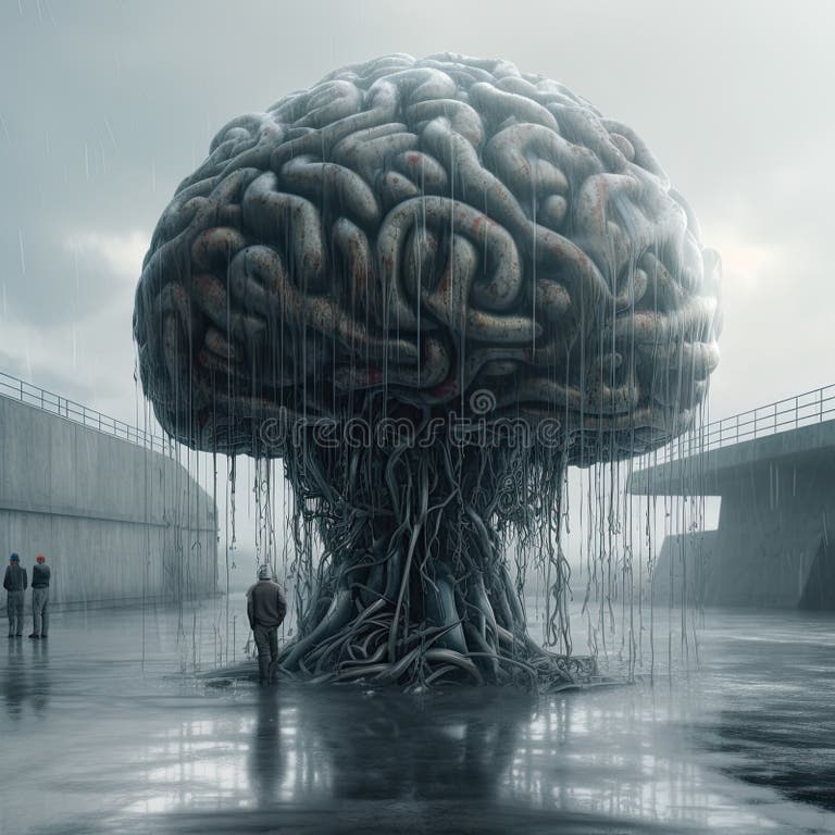 Psychological Concept of Humans Working on a Brain. Stock Illustration ...