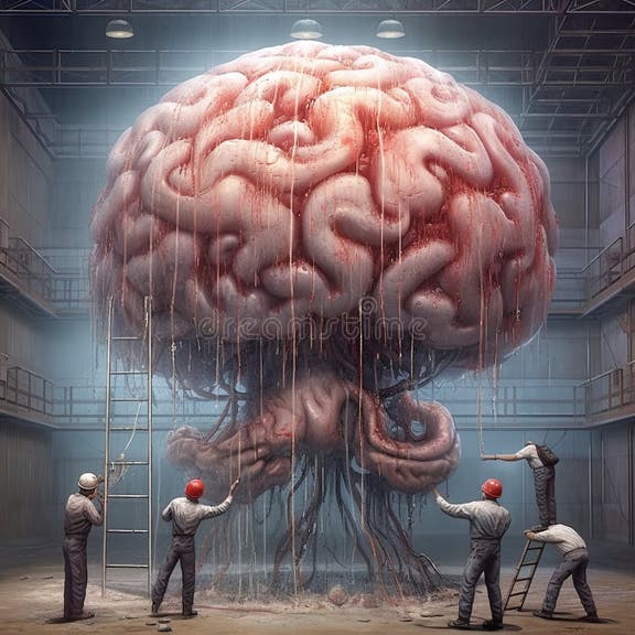 Psychological Concept of Humans Working on a Brain. Stock Illustration ...