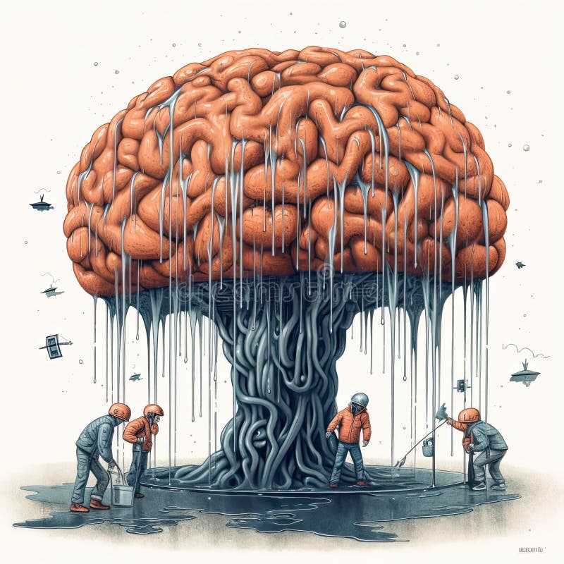 Psychological Concept of Humans Working on a Brain. Stock Illustration ...