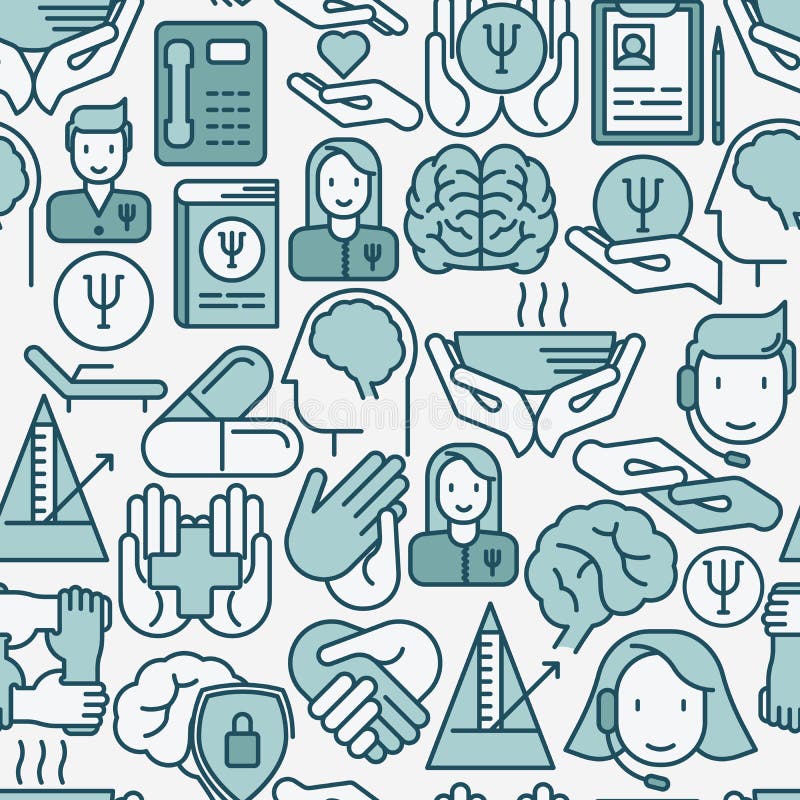 Psychologist Seamless Pattern with Thin Line Icons Stock Vector ...