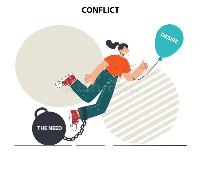 Psychological Inner Conflict. Different Interests Dilemma Stock Vector ...