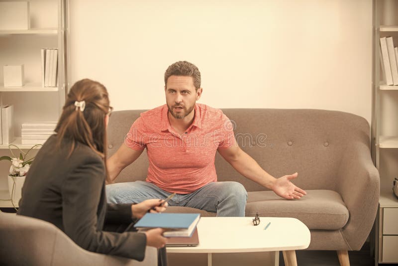 Psychologist Give Therapy Help for Man, Session Stock Photo - Image of ...