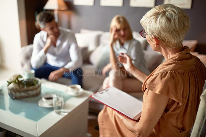 Psychologist Giving Advice To Couple Stock Photo - Image of conflict ...