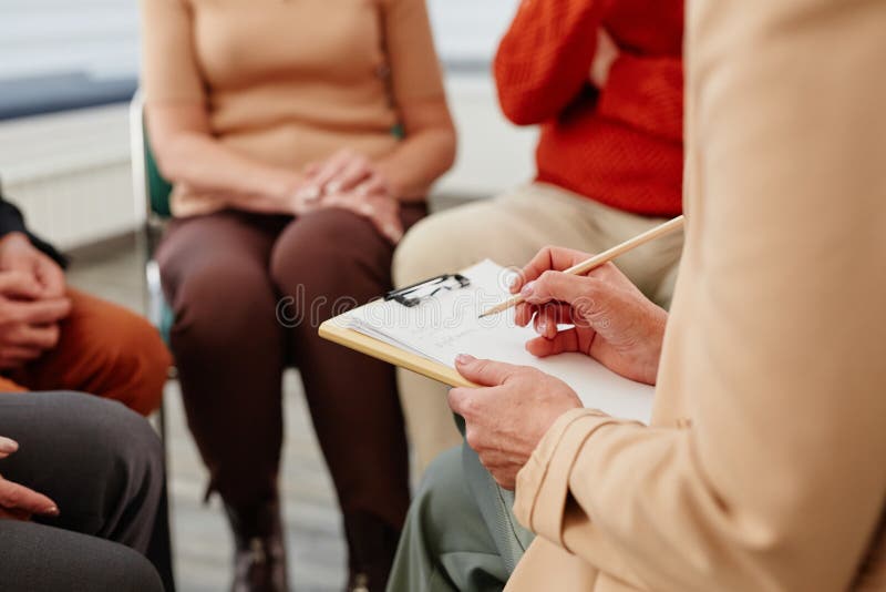Psychologist Making Notes during Psychotherapy Session Stock Photo ...