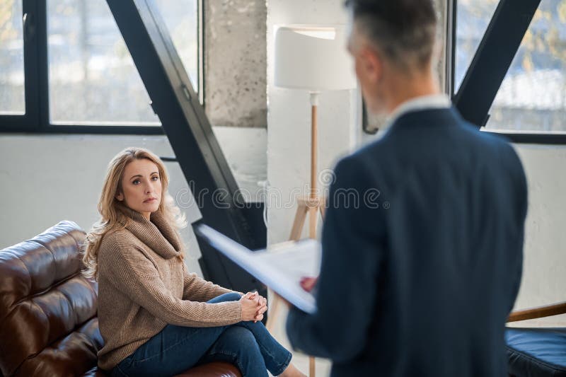 Psychologist Taking To a Client and Making Notes Stock Image - Image of ...