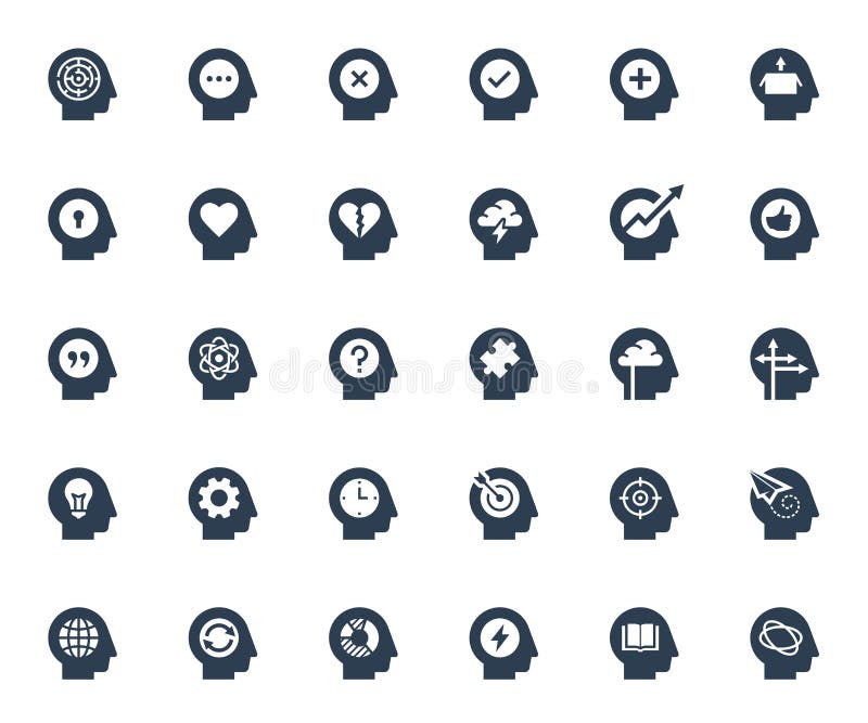 Psychology, Brain and Mental Health Vector Conceptual Icons or L Stock ...