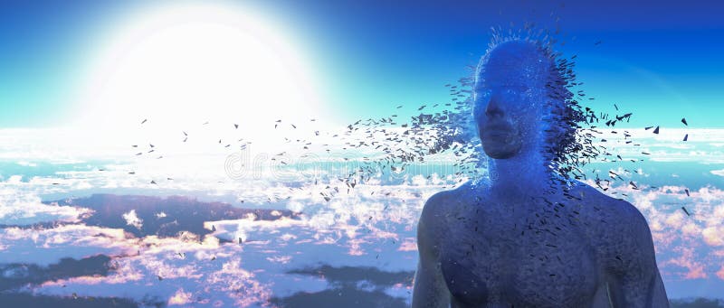 Psychology Concept, Head of a Man Falling Apart Stock Illustration ...