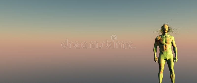 Psychology Concept, Head of a Man Falling Apart Stock Illustration ...