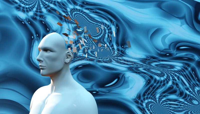 Psychology Concept, Head of a Man Falling Apart Stock Illustration ...