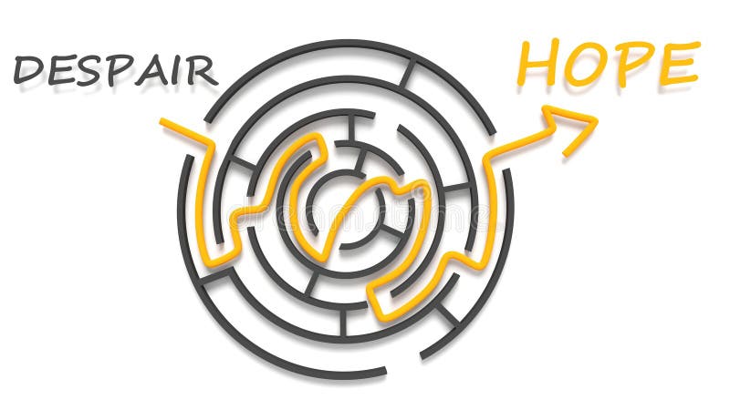 Psychology Concept. Path from Despair To Hope Across Labyrinth. 3D ...