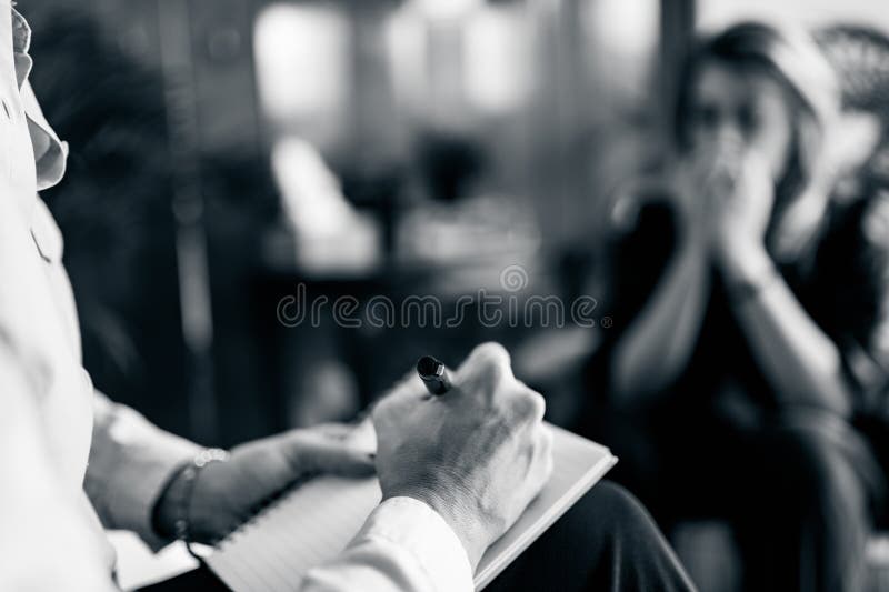 Psychology Concept. Psychotherapist Taking Notes during Session Stock ...