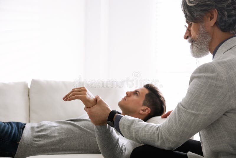 Psychotherapist and Patient. Hypnotherapy Session Stock Image - Image ...