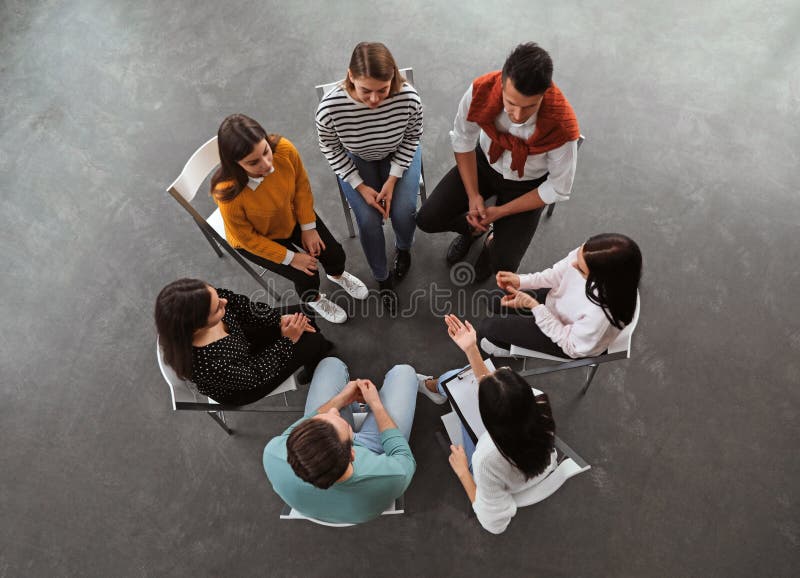 Psychotherapist Working with Patients in Group Therapy Session Stock ...