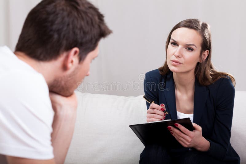 Psychotherapy Session Interview Stock Image - Image of health, person ...