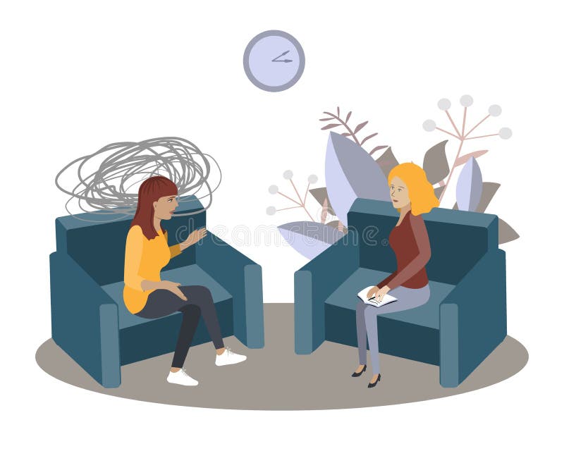 Psychotherapy Session Vector Illustration Woman Psychologist And Woman