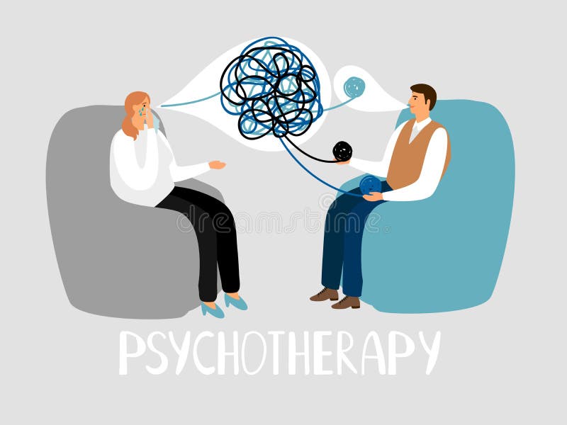Psychology Treatment To Analysis Mental Problem Stock Vector