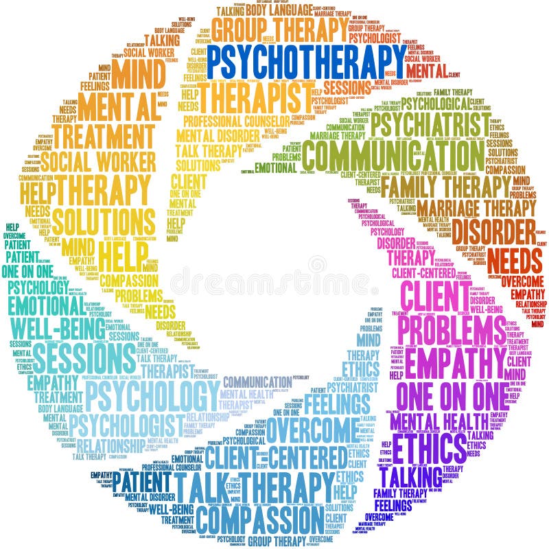 Psychotherapy Word Cloud stock vector. Illustration of relationship ...
