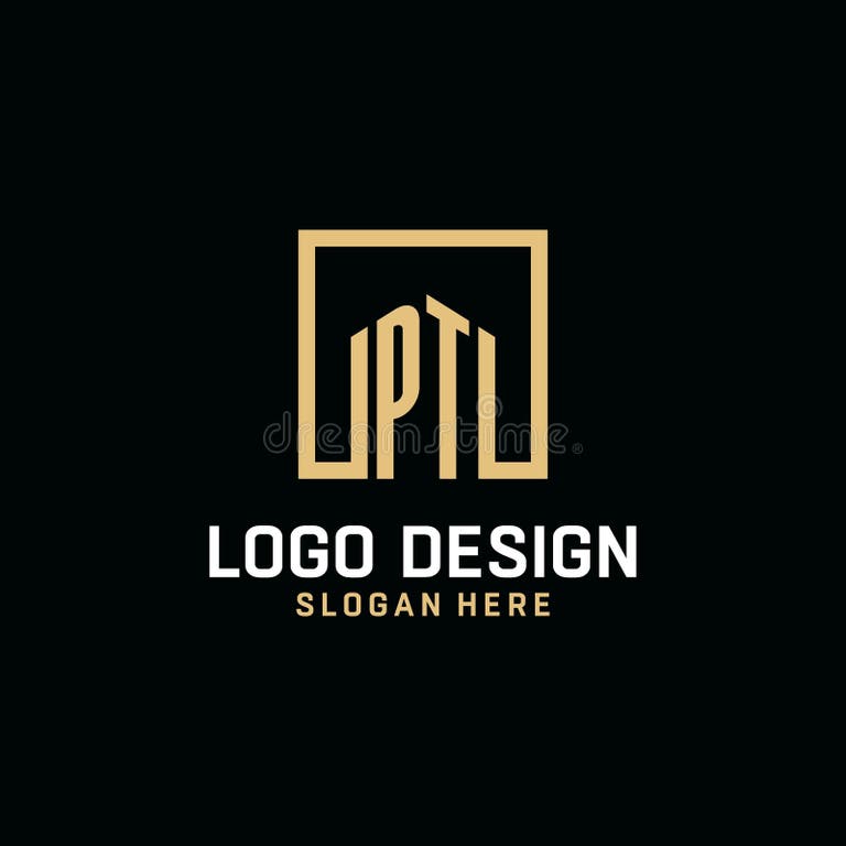PT Initial Monogram Logo Design with Square Shape Design Ideas Stock ...