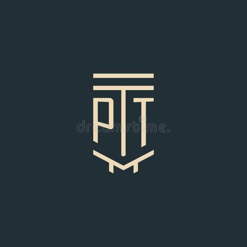 PT Initial Monogram with Simple Line Art Pillar Logo Designs Stock ...