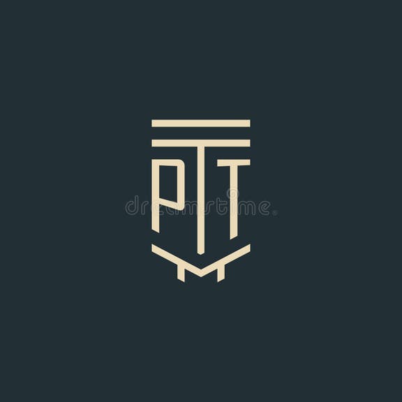 PT Initial Monogram with Simple Line Art Pillar Logo Designs Stock ...