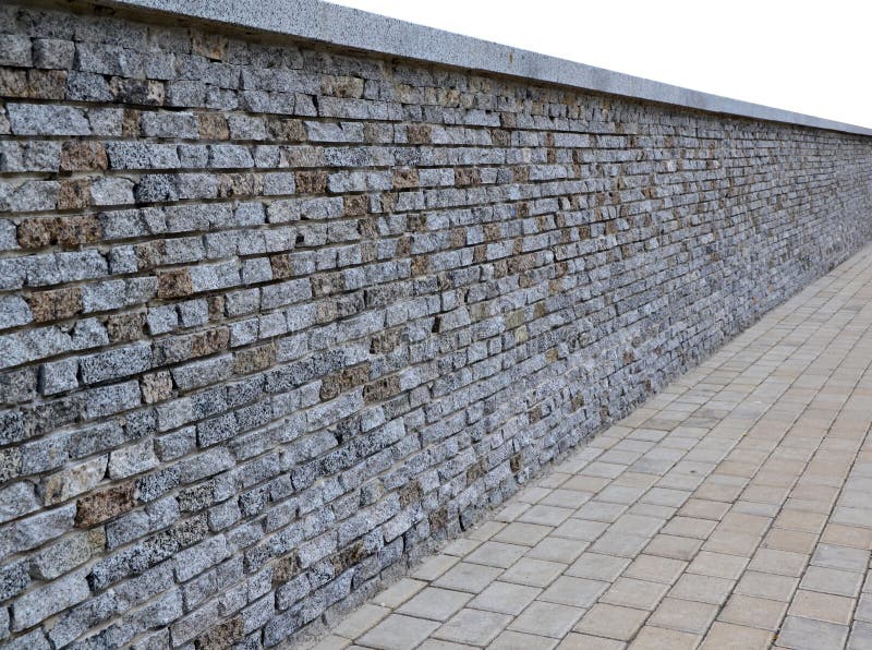 Pt-Isolated Wall of Bricks with Granite Paving Tiles in Perspective ...