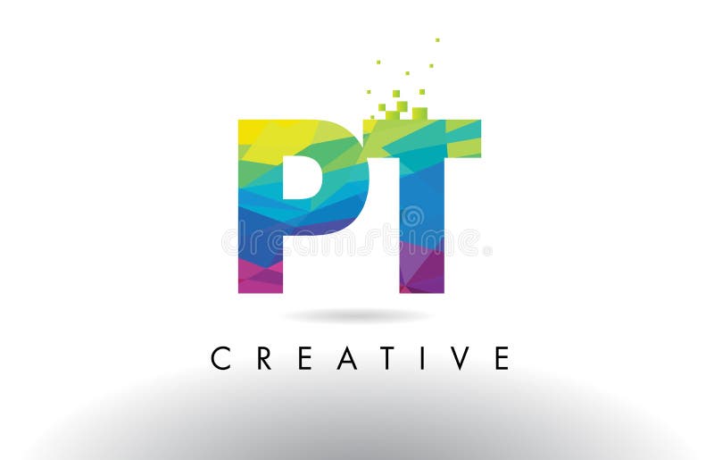 Pt P T Creative Rainbow Colors Alphabet Letter Logo Icon Stock ...