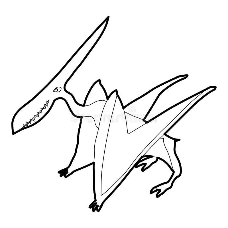 Outline Pterodactyl Vector Icon. Isolated Black Simple Line Element Illustration from Stone Age ...