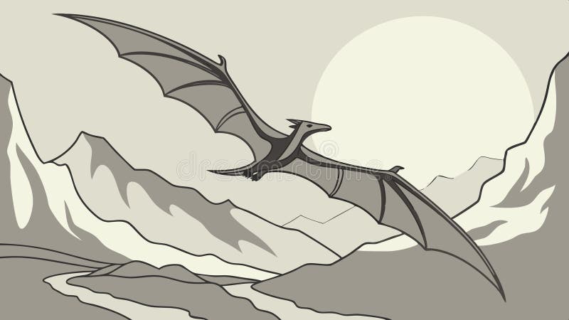 Pterodactyls in Bare Trees, Prehistoric Scene Vector, Vector Design ...