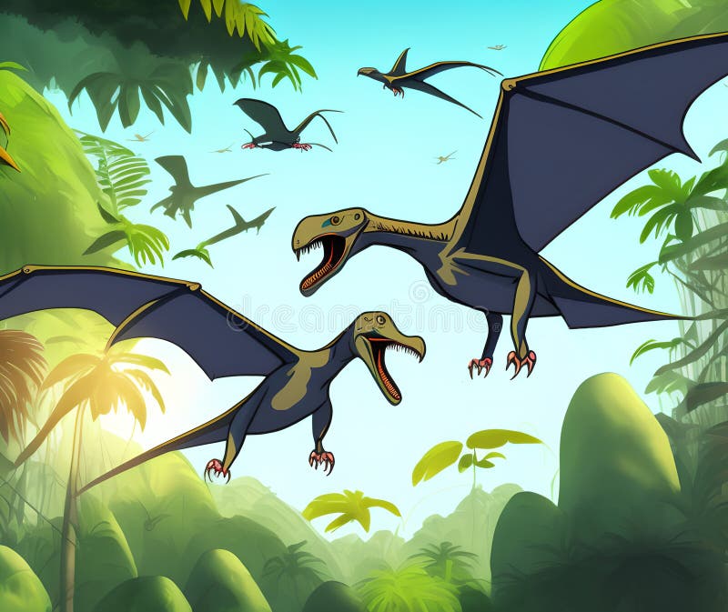 Pterodactylus Dinosaur, Generative AI Illustration Stock Illustration - Illustration of ...
